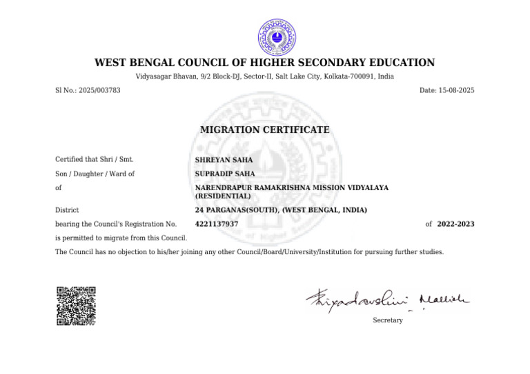 Migration Certificate | PDF