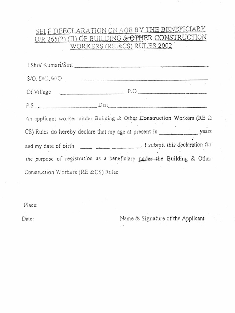 Self Declaration of Age | PDF