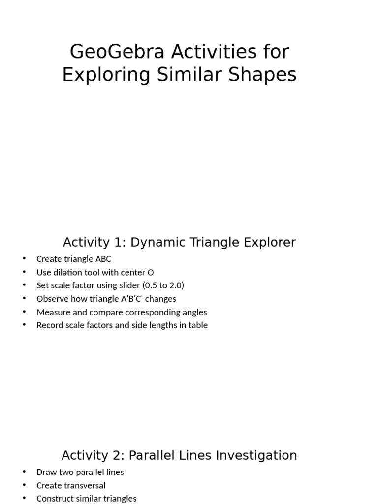 GeoGebra Activities for Similar Shapes | PDF | Triangle | Mathematics
