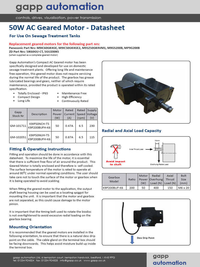 Gapp Motors for Sewage Treatment | PDF | Switch | Electric Motor