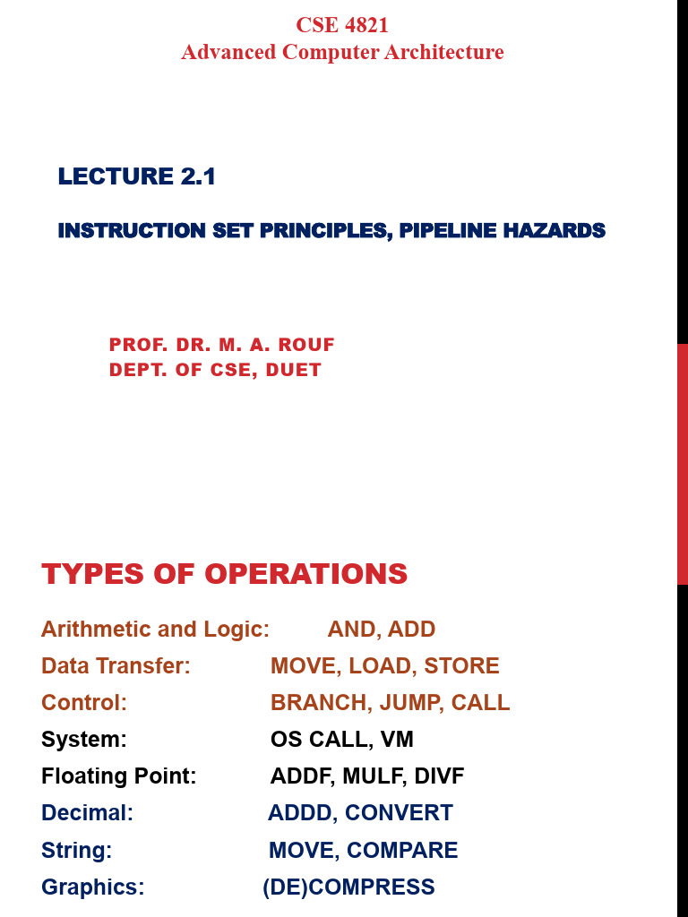 L2.1 CSE-4821 Instruction Set Architecture | PDF | Computer Science | Computer Architecture