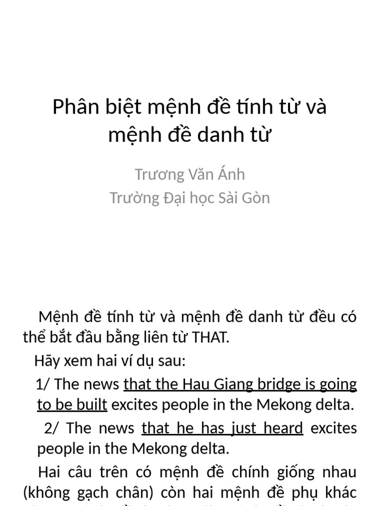 Phan Biet Menh de Tinh Tu Va Menh de Danh Tu | PDF