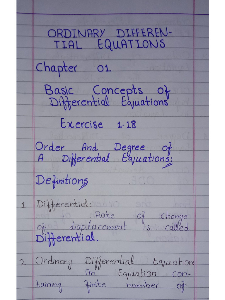 Ordinary Differential Equation (ODE) Chapter 1 | PDF