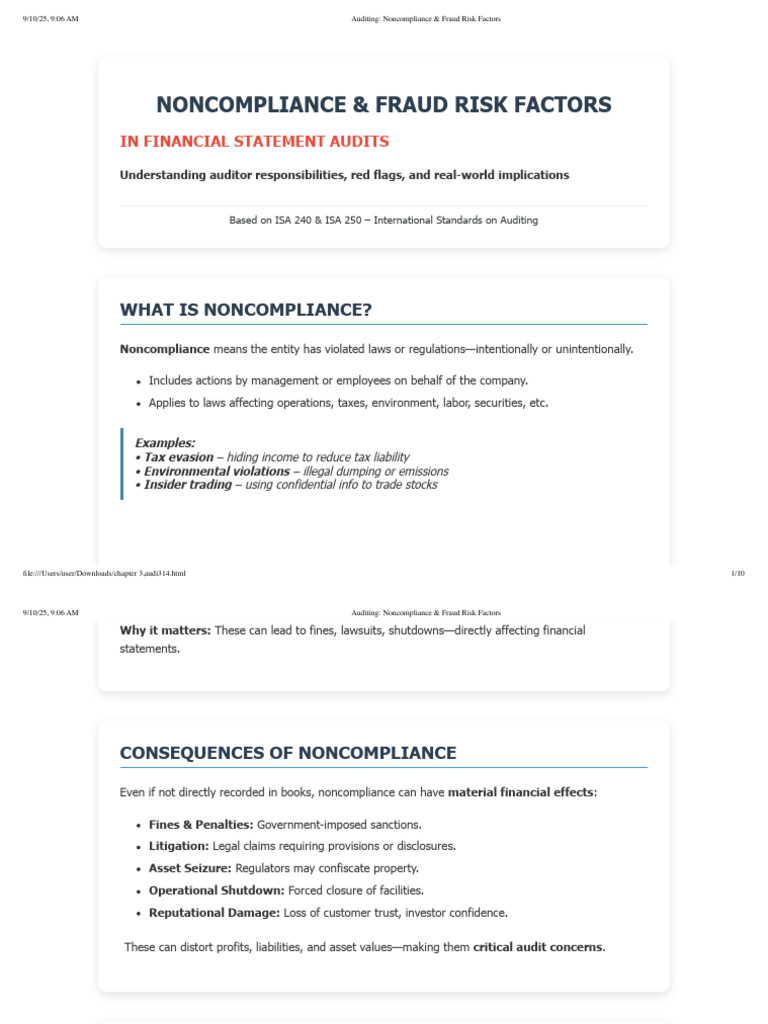 Auditing - Noncompliance Fraud Risk Factors | PDF | Audit | Regulatory ...