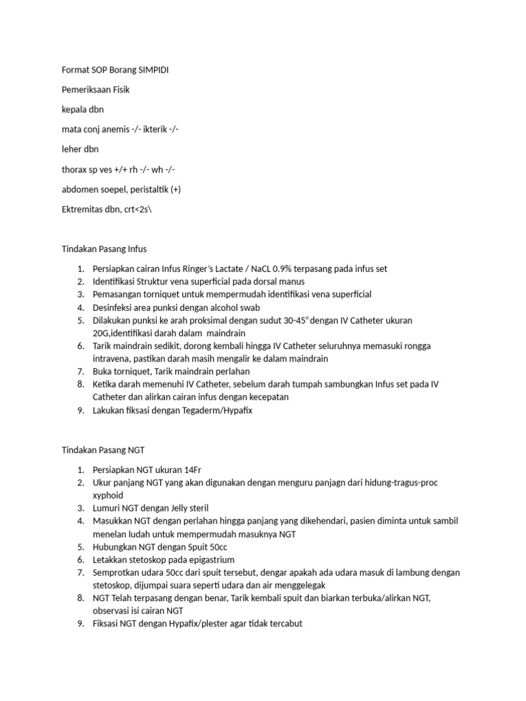Format SOP Borang SIMPIDI | PDF