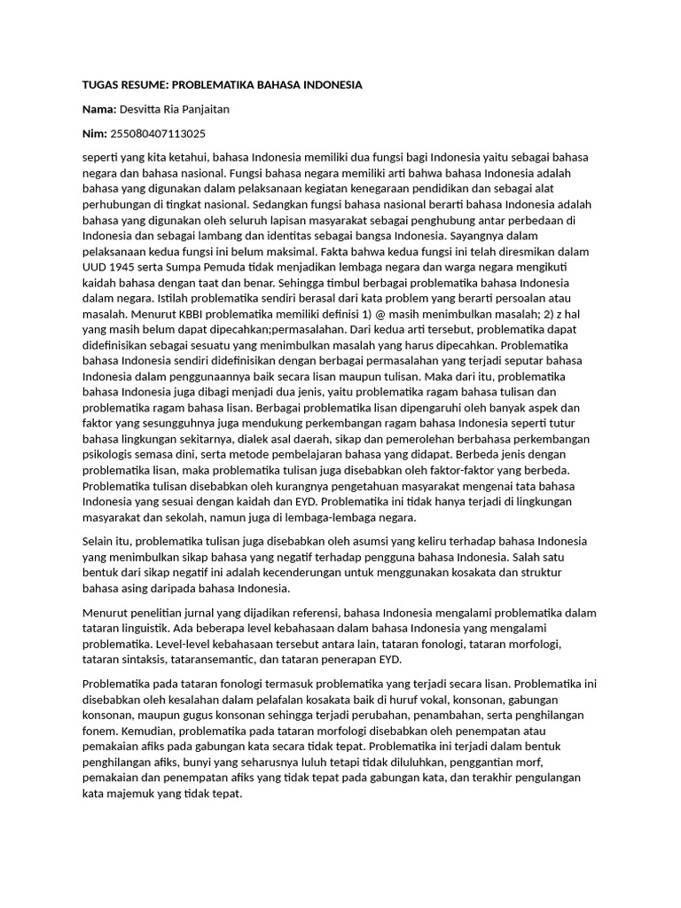 Problematika Bahasa Indonesia Terkini | PDF
