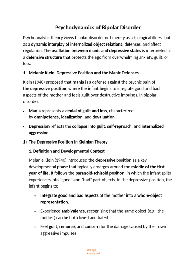Psychodynamics of Bipolar Disorder Insights | PDF | Borderline ...