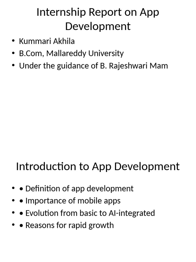 Internship Report: App Development Insights | PDF