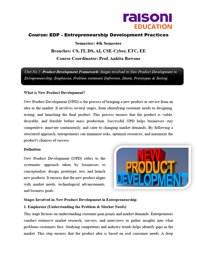 Entrepreneurship Development Practises | PDF | Prototype | New Product ...