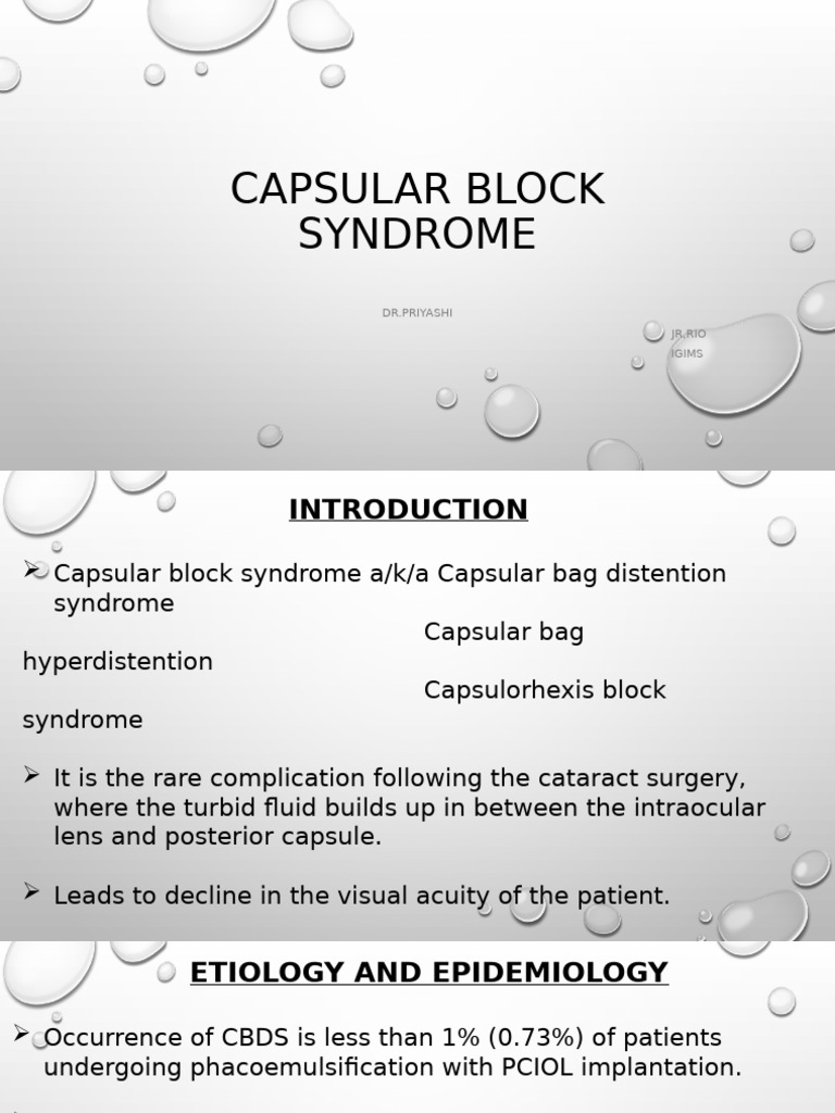Capsular Block Syndrome | PDF | Ophthalmology | Medical Specialties