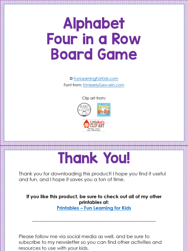 Alphabet Four in A Row Board Game | PDF | Computing
