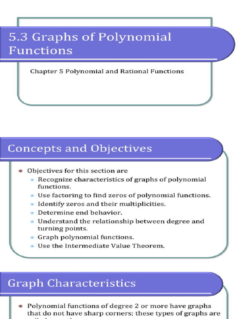 Finding X and y Intercepts of Polynomial Functions | PDF