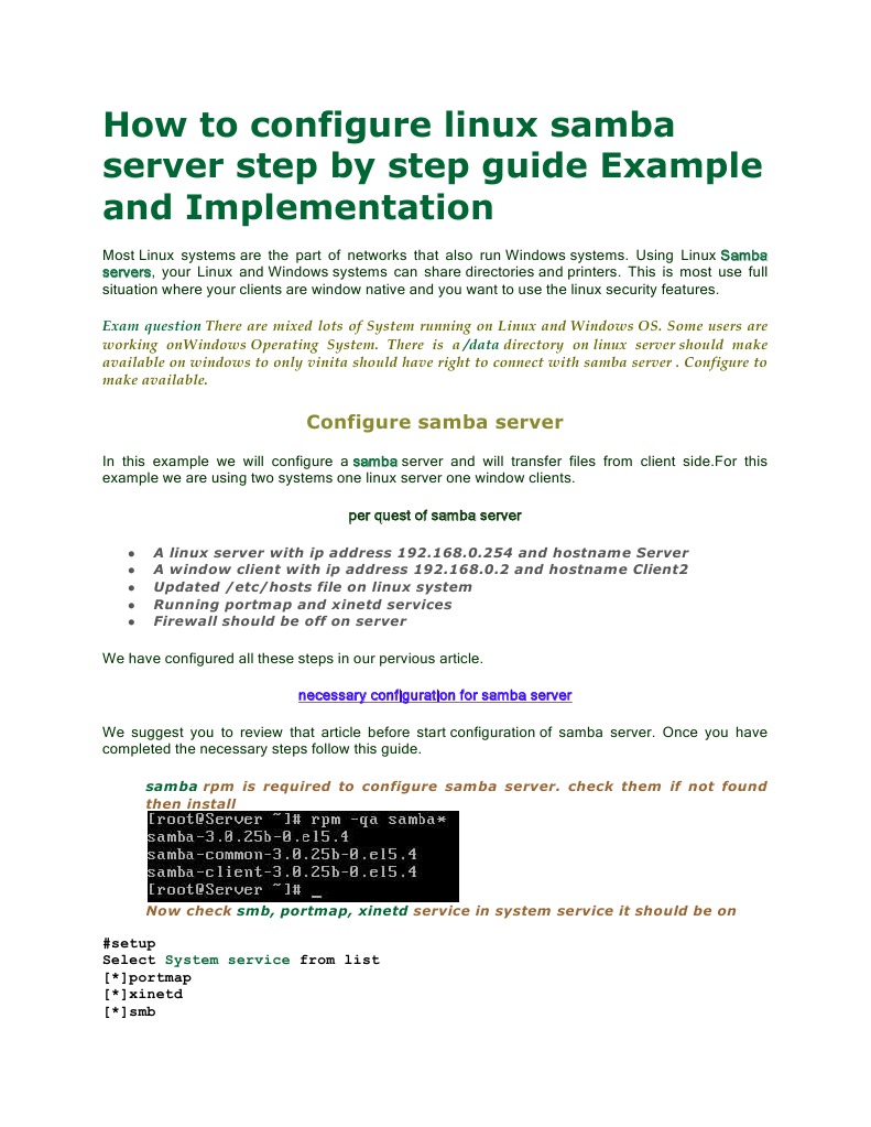 A Step By Step Guide To Configuring A Samba Server To Share A Directory With Windows