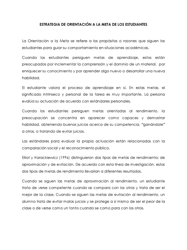 Estrategias de Aprendizaje y Metas Estudiantiles | PDF | Ciencias del ...