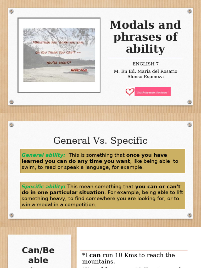 Understanding Ability Modals in English | PDF | Linguistics | Human ...