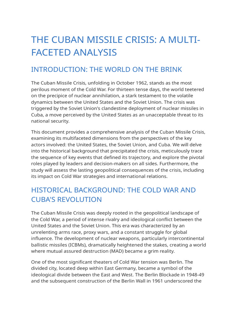 Cuban Missile Crisis: In-Depth Analysis | PDF | Cuban Missile Crisis ...