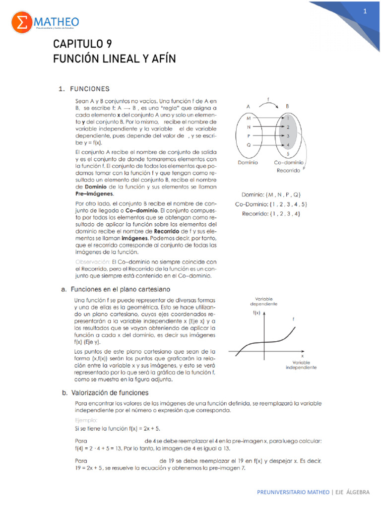 CAPITULO 9 Función Lineal y Afín | PDF