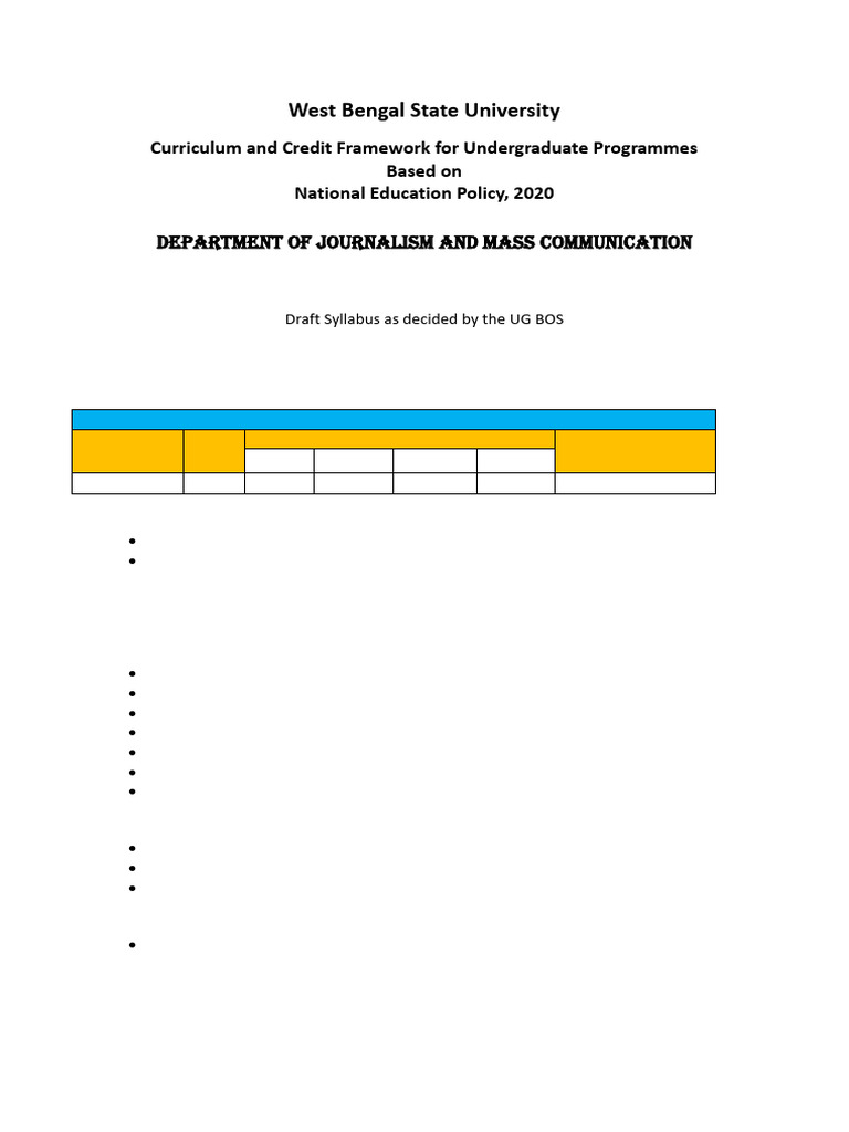 Journalism & Mass Communication MDC Syllabus | PDF | Journalism ...
