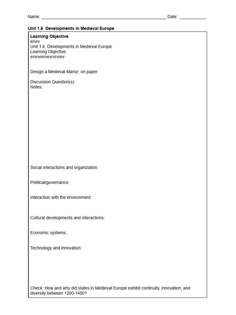 Medieval Europe Notes | PDF | Business Economics | Business