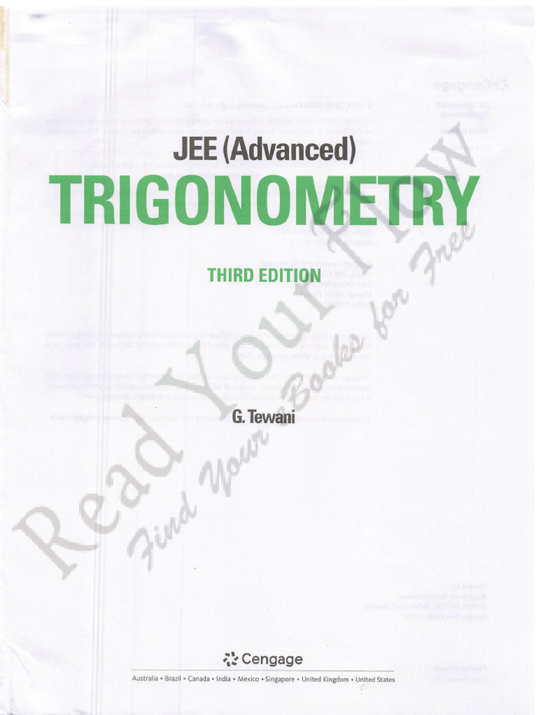 Cengage JEE Advanced Trigonometry | PDF | Trigonometric Functions ...