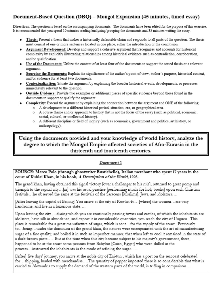 2.2-Mongol Expansion DBQ-1 | PDF | Essays