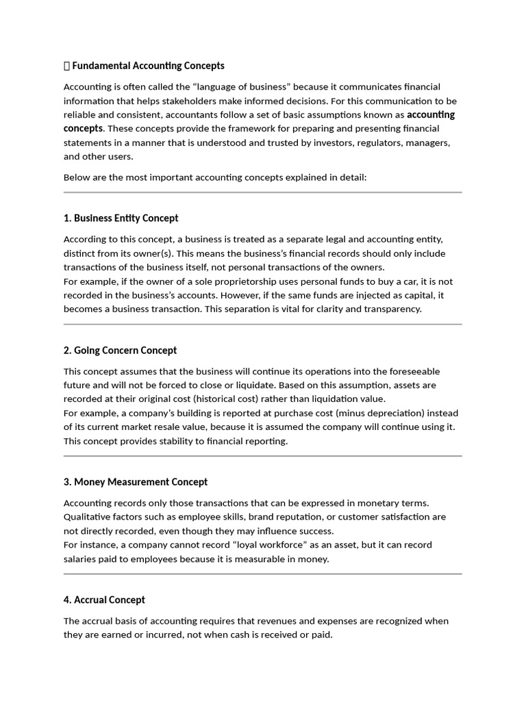Key Accounting Concepts Explained | PDF | Expense | Money