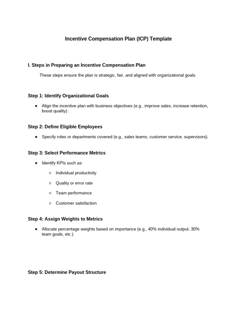 Incentive Compensation Plan ICP Template | PDF | Incentive ...