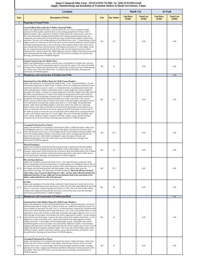 Annex E Financial Offer Form | PDF | Wall | Screw