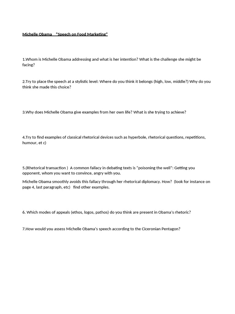 Michelle Obama's Food Marketing Rhetoric | PDF