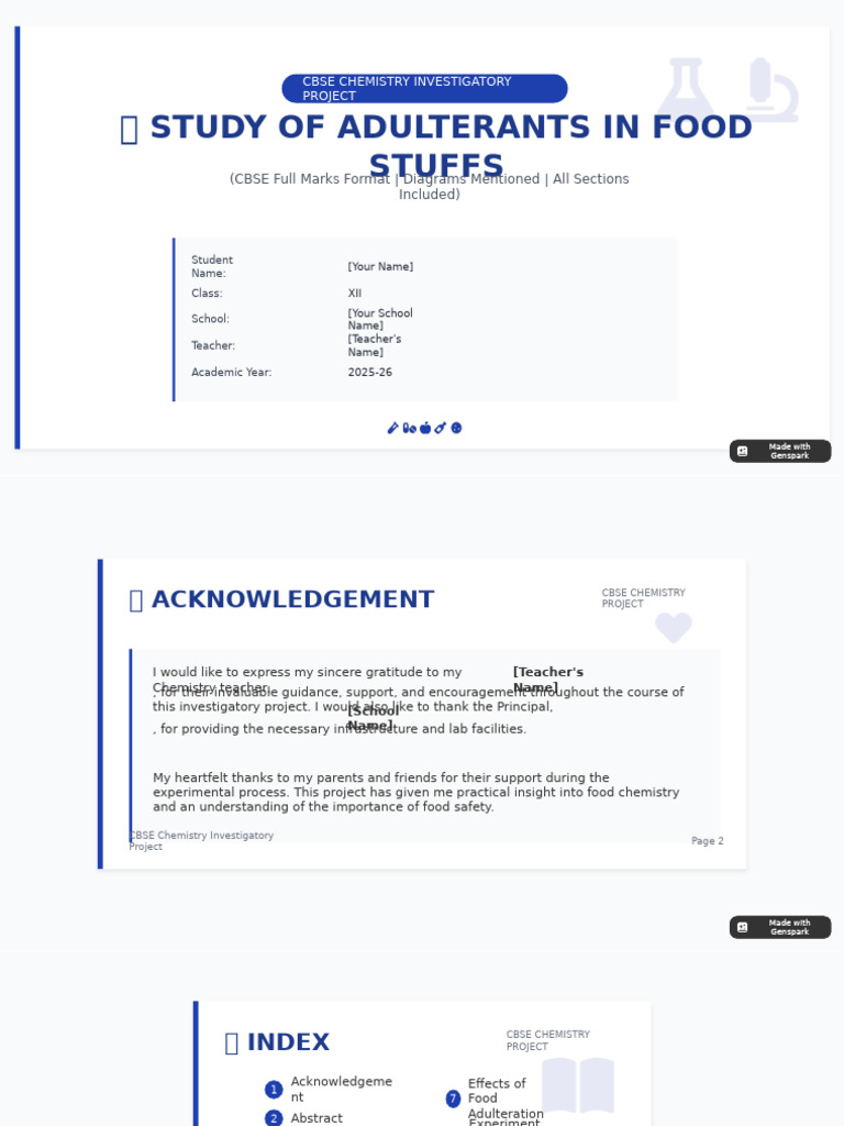 Food Adulterants Chemistry Project 20250903160908 | PDF | Food Safety ...