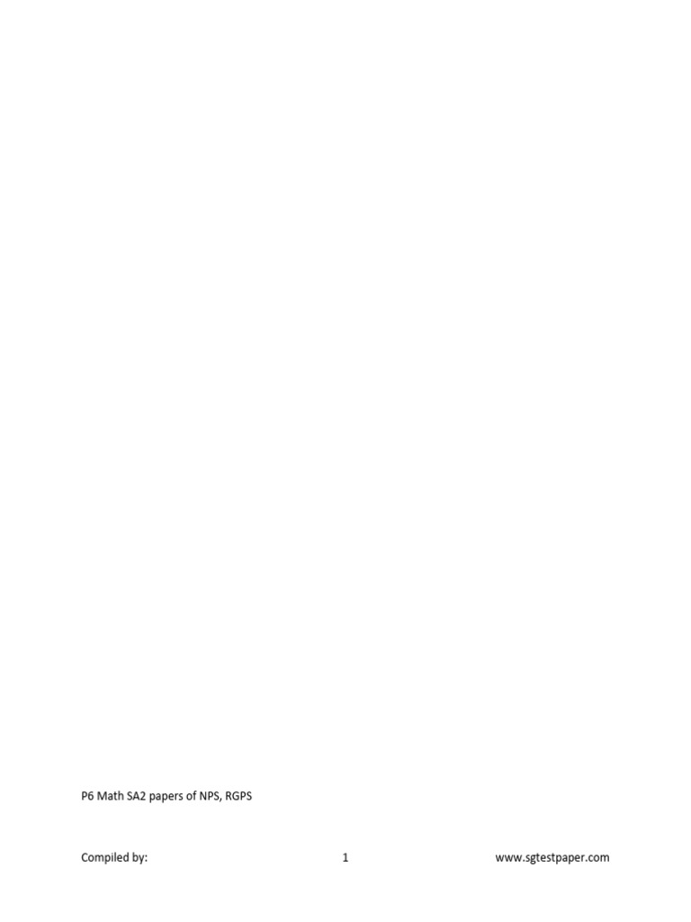 P6 Maths SA2 2015 Worksheet Whole Numbers | PDF | Chess Theory | Chess