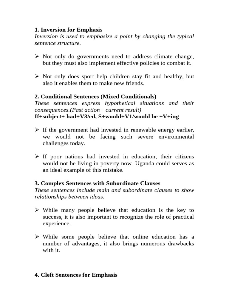 Mastering Complex Sentence Structures | PDF | Cost Of Living | Sentence ...