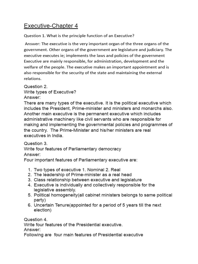 Executive Notes | PDF | Prime Minister | World Politics
