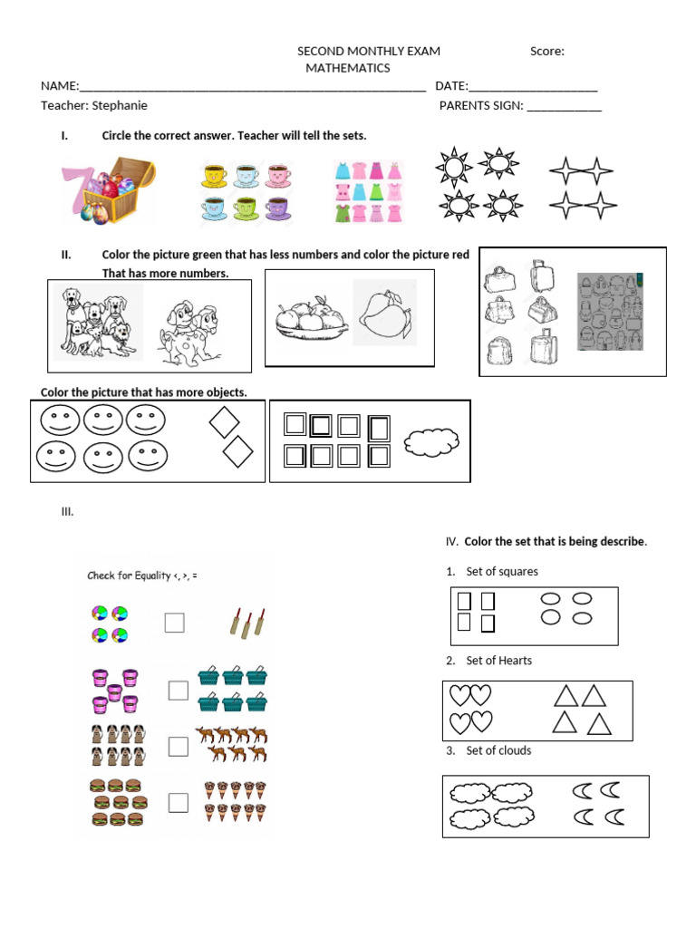 Monthly Math Exam for Students | PDF