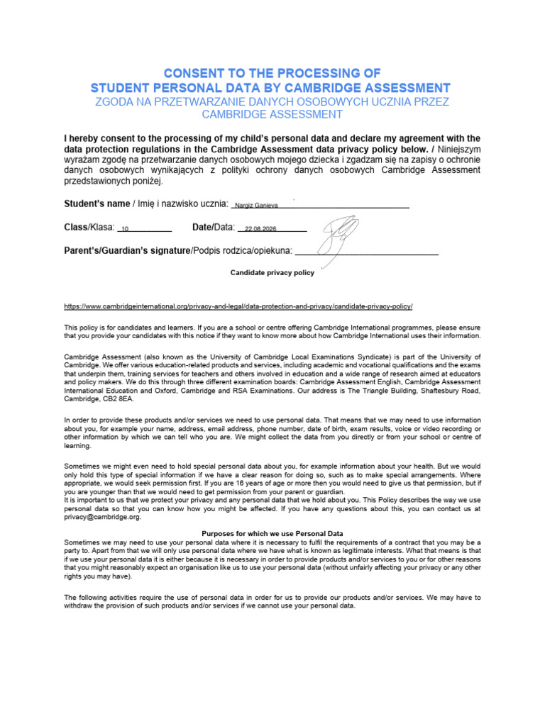 Cambridge Assessment Data Consent Form | PDF | Http Cookie