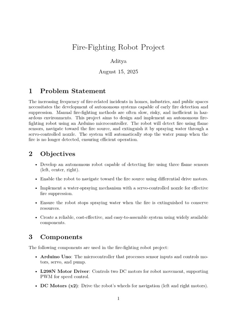 Fire Fighting Robot Project | PDF | Arduino | Firefighting