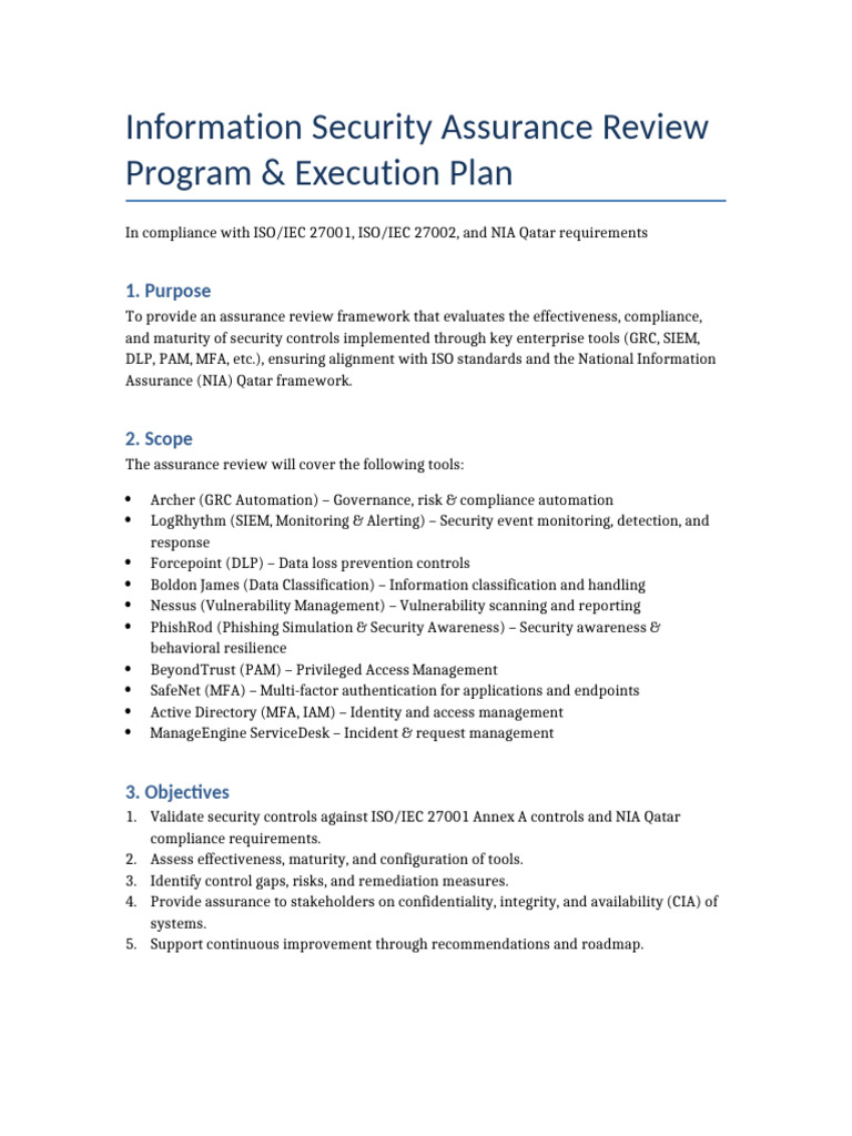Is Assurance Review Program and Execution Plan | PDF | Information Security | Computer Security