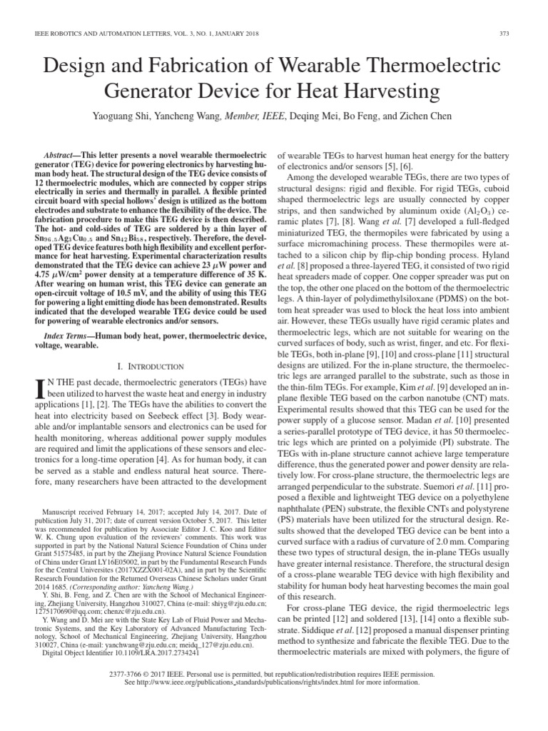 Wearable Thermoelectric Generator Design | PDF | Soldering | Thermocouple