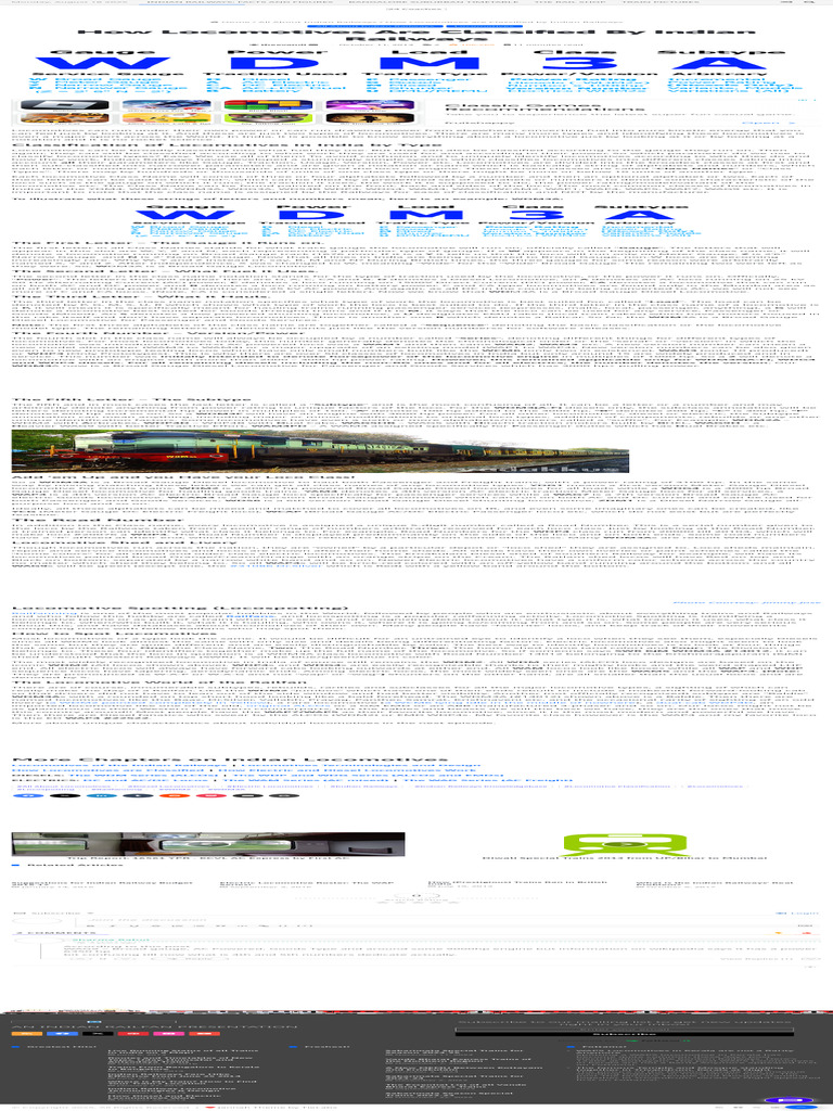 Classification of Indian Locomotives | PDF | Rail Transport | Rolling Stock