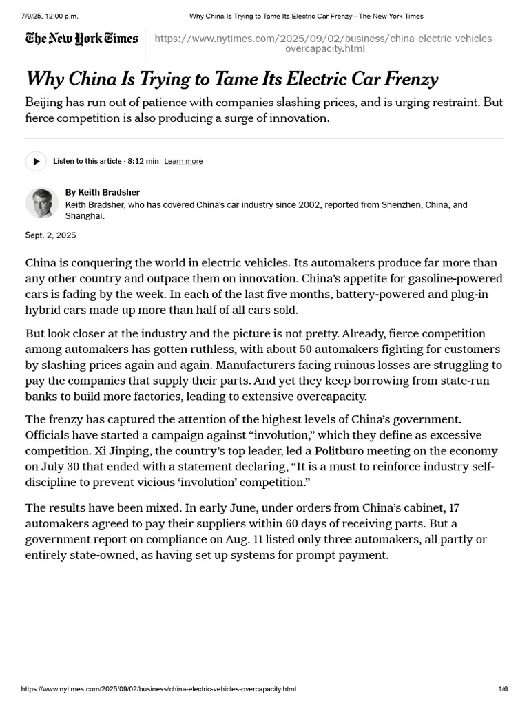 China’s Electric Car Market Overcapacity | PDF | Electric Car ...