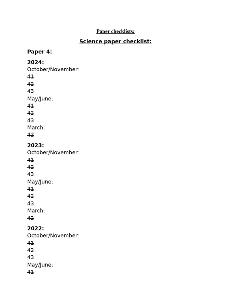 Paper Checklists | PDF
