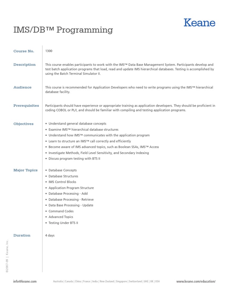 Resources PDF Trainings EC-1300-Mainframe Jumpstart-IMS DB Programming | PDF | Database Index ...