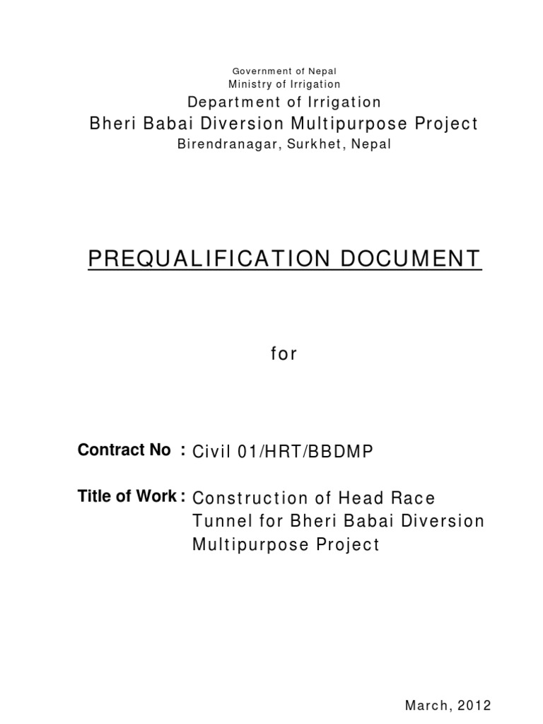 Pre Qualification Document | PDF | Joint Venture | Tunnel