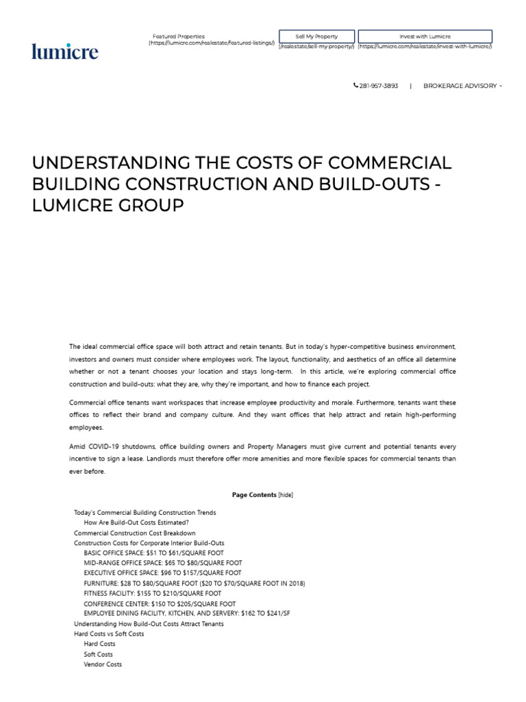 Commercial Build-Out Cost Insights | PDF | Landlord | Leasehold Estate