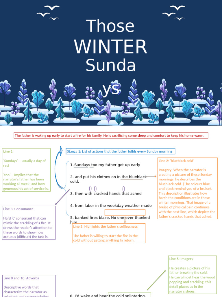 Poem - Those Winter Sundays - Analysis | PDF
