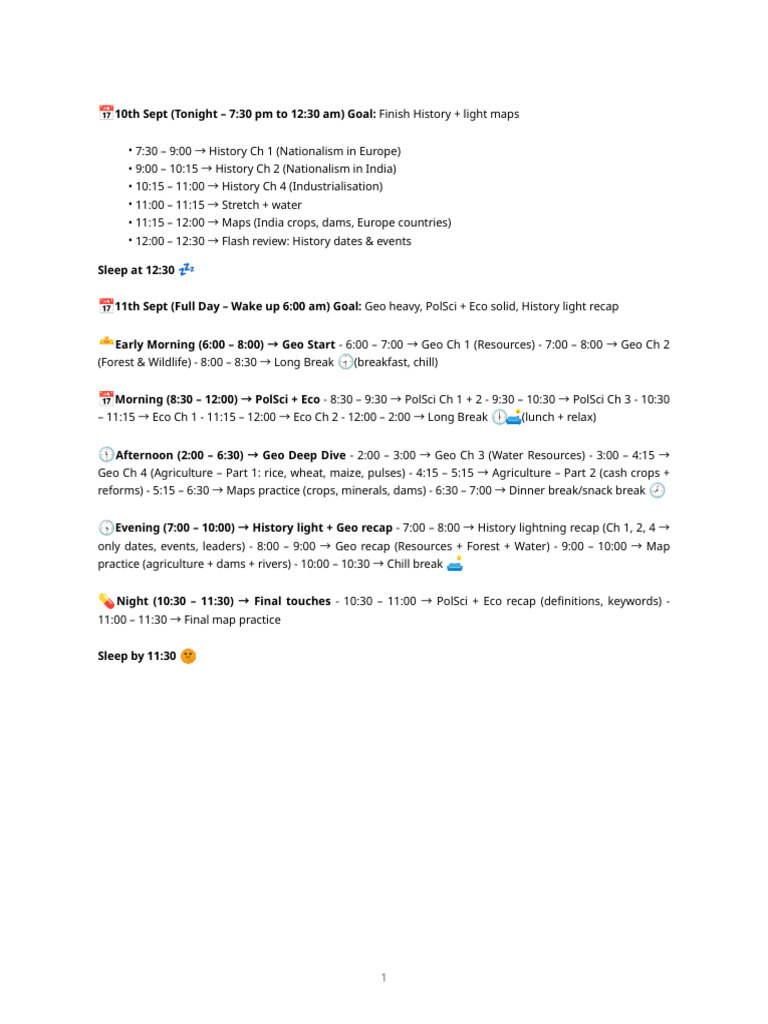 SST Exam Study Plan | PDF