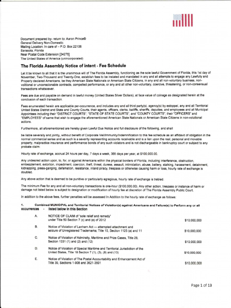 Aaron Prince - Fee Schedule - 2023 | PDF