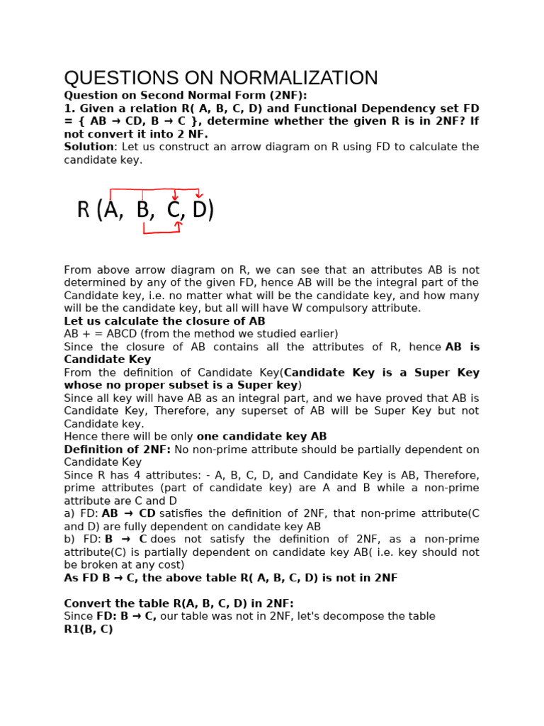 Questions On Normalization | PDF | Information Retrieval | Data Model
