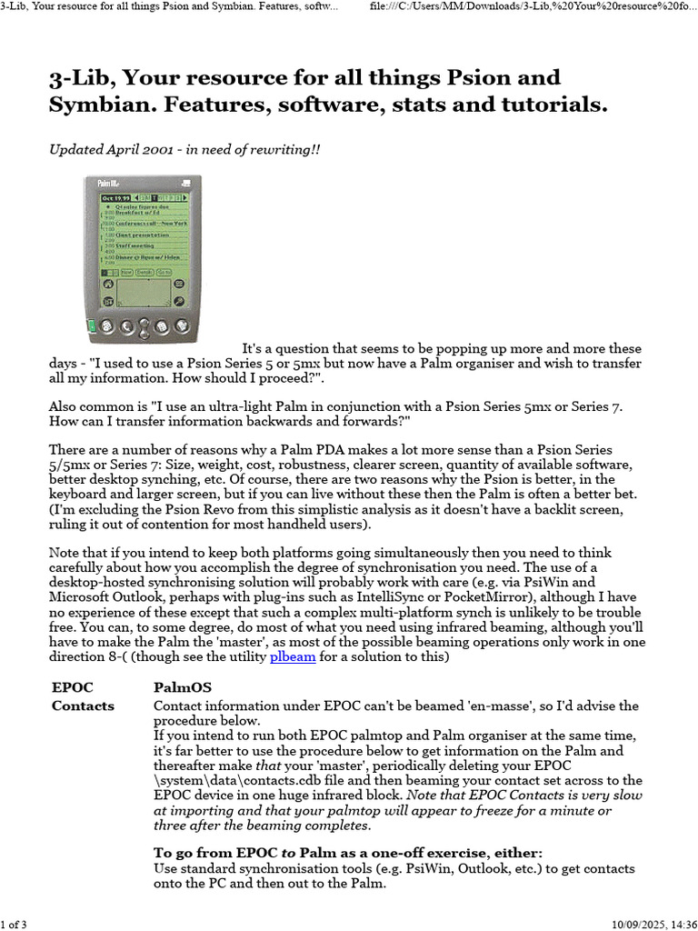 3-Lib, Your Resource For All Things Psion and Symbian. Features ...
