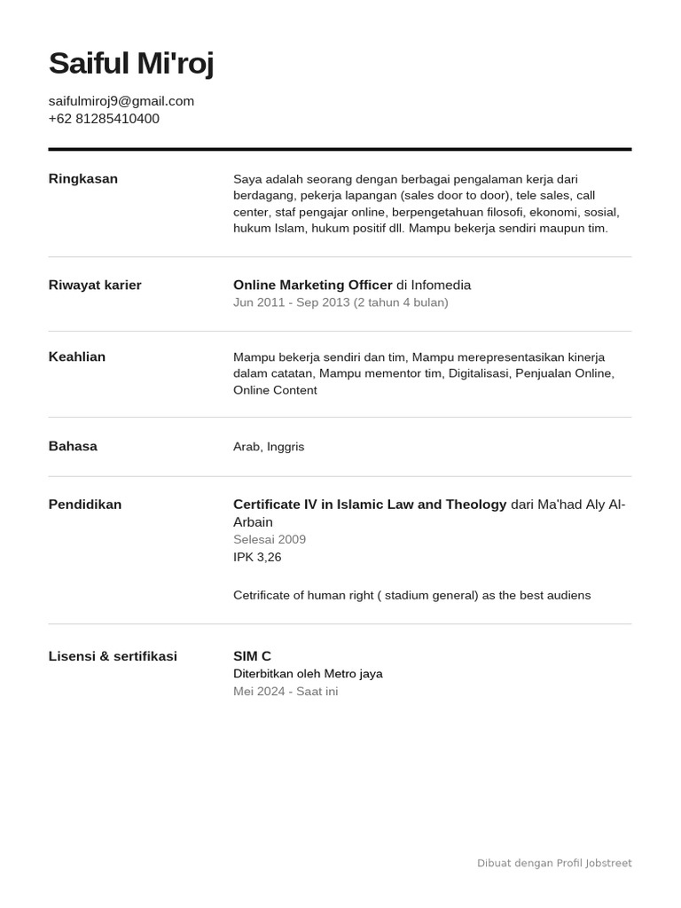 SMIROJ Resume Jobstreet | PDF
